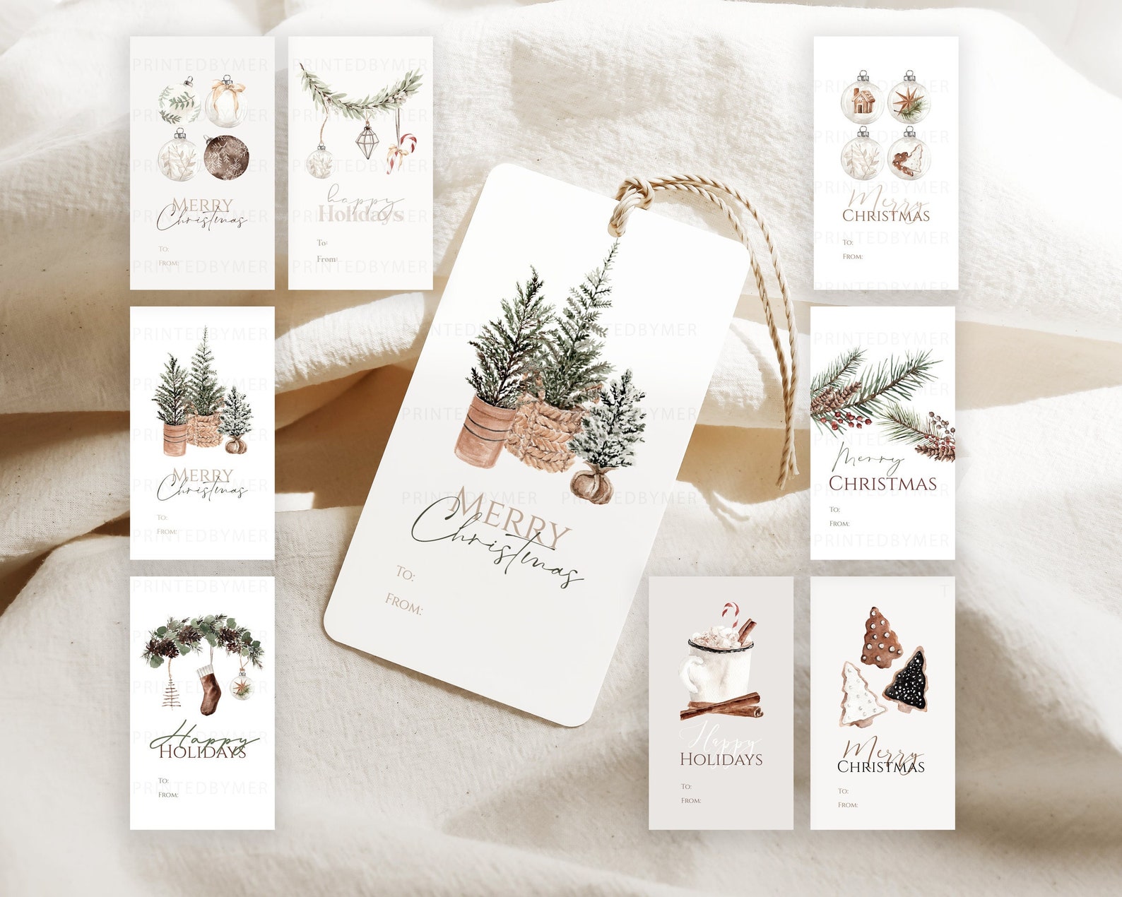 Printable Christmas Gift Tags Set of 8 Christmas Tags Boho - Etsy
