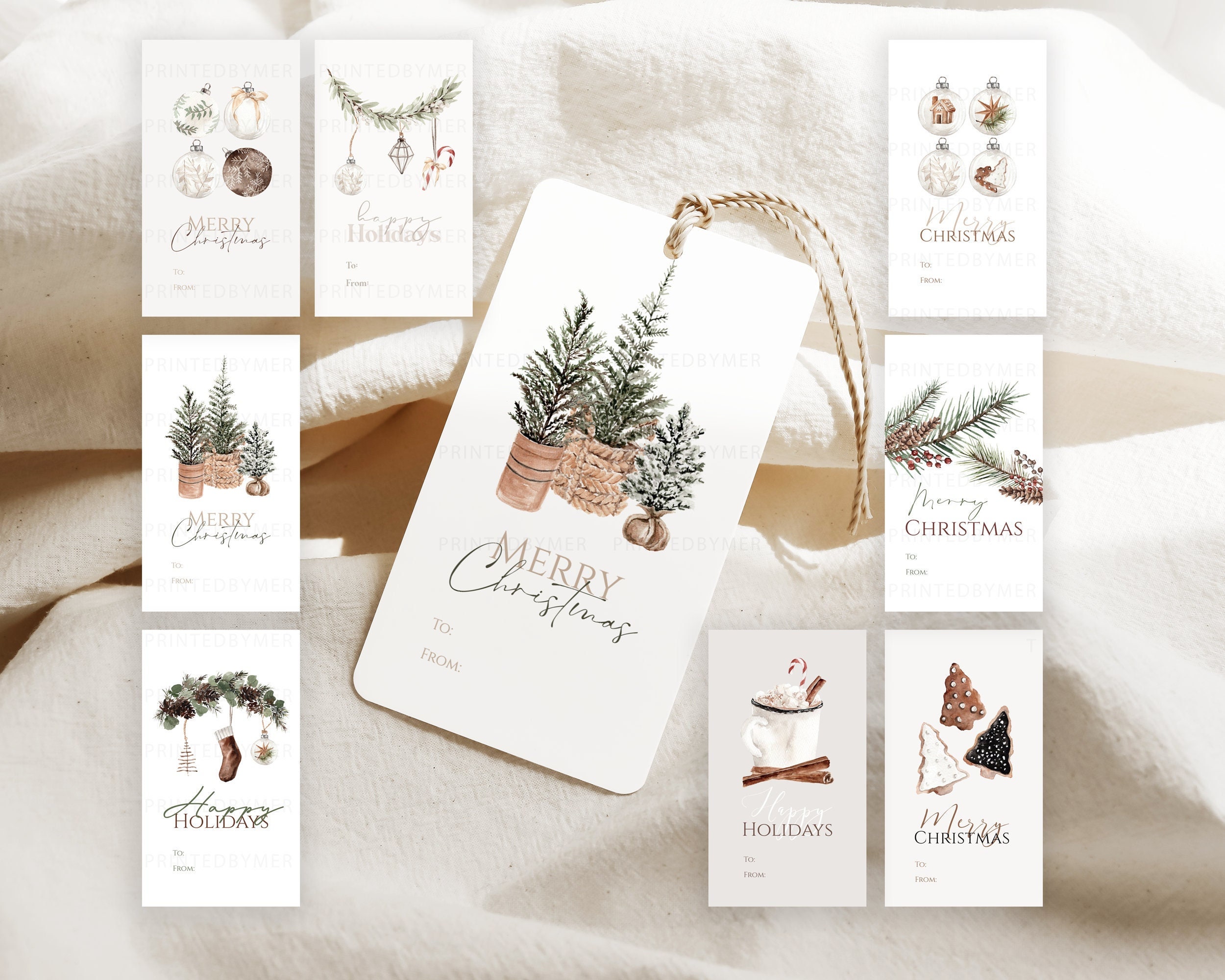 Printable Christmas Gift Tags Set of 8 Christmas Tags Boho - Etsy