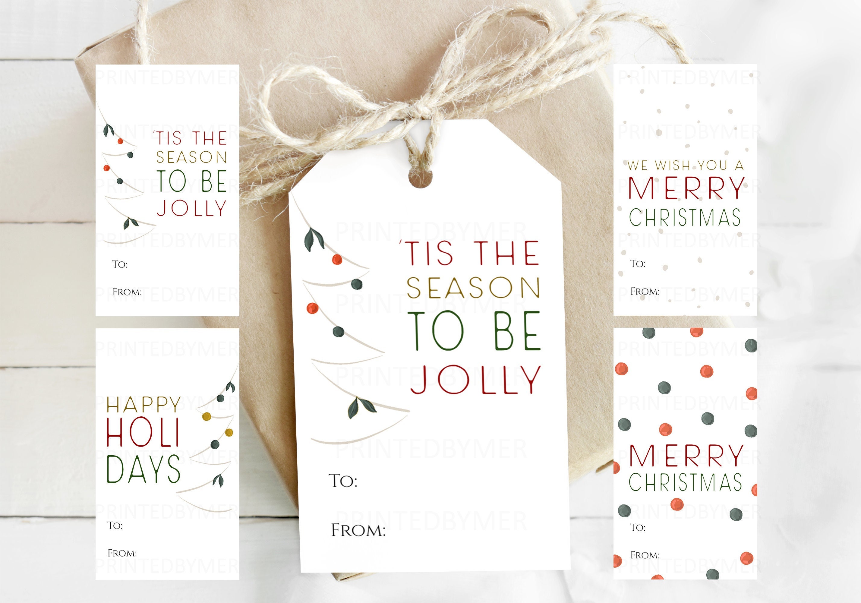 Printable Christmas Gift Tags Set of 4 Downloadable Editable - Etsy
