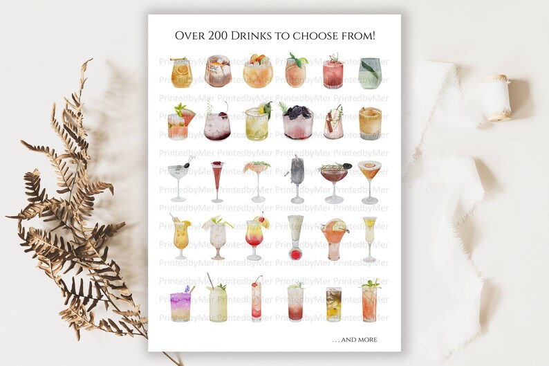 Bar Menu Template DIY Bar Menu Wedding Drink Menu Downloadable Template ...