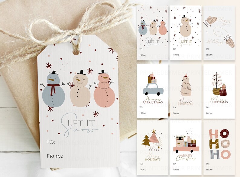 Printable Christmas Gift Tags Set of 9 Christmas Tags Boho - Etsy