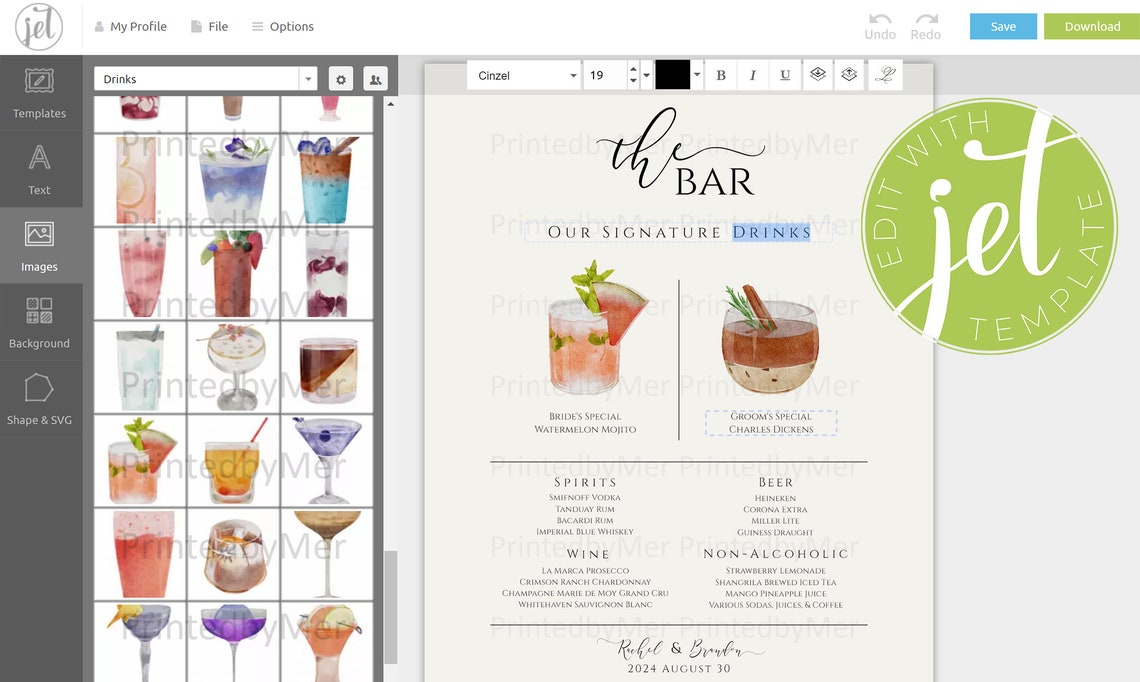 Bar Menu Template DIY Bar Menu Wedding Drink Menu - Etsy