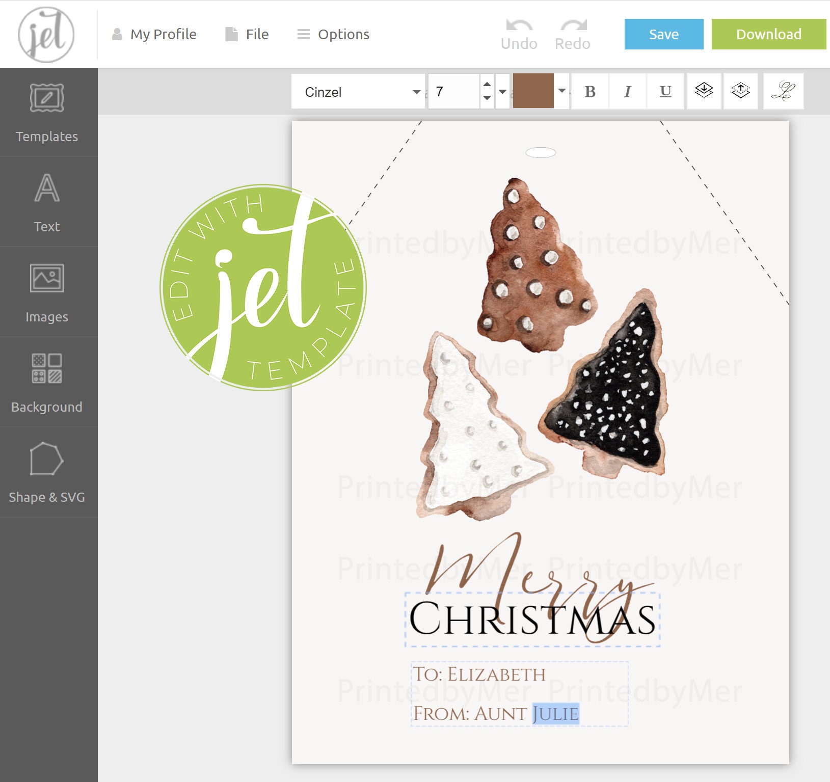 Printable Giant Christmas Gift Tags Set of 8 Size 8.5x11 Huge Christmas ...