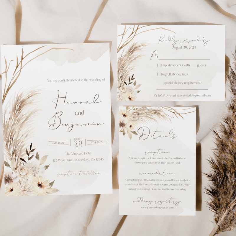 Boho Wedding Invitation - Etsy