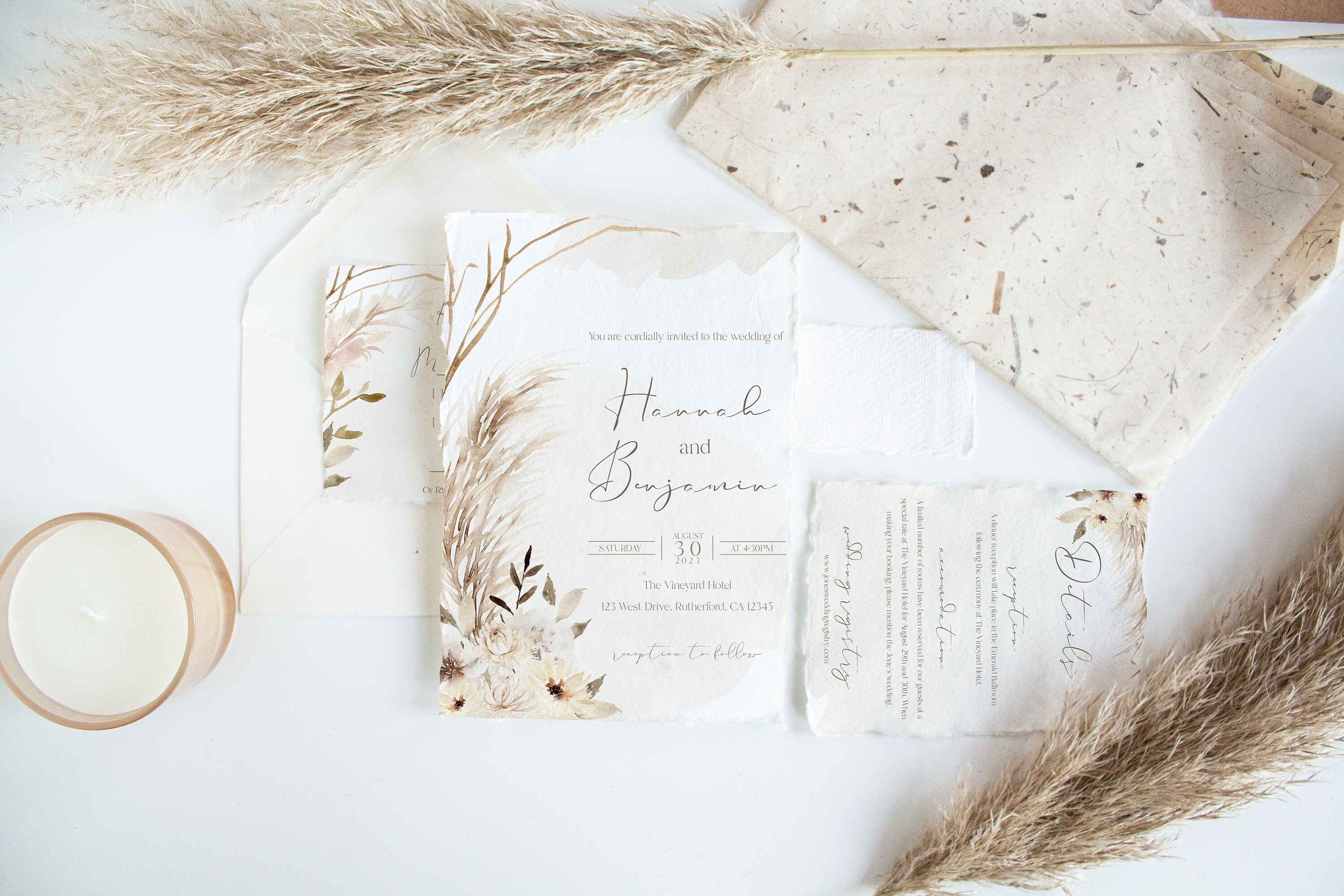 Floral Boho Wedding Invitation Set Design 2 Downloadable - Etsy