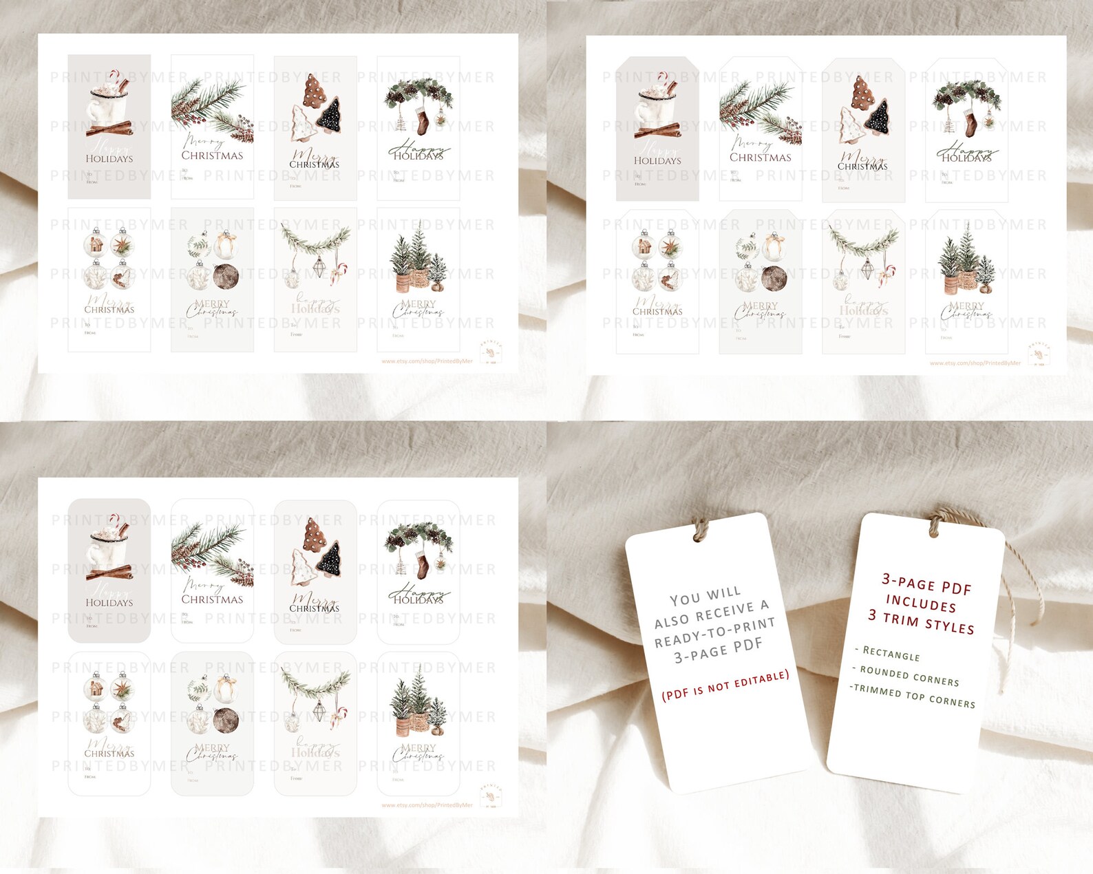 Printable Christmas Gift Tags Set of 8 Christmas Tags Boho - Etsy