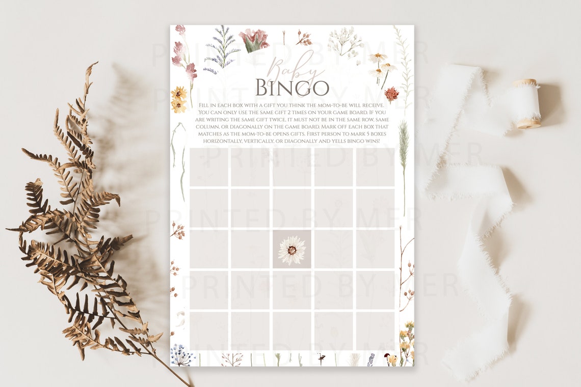 Wildflower Baby Shower Game | Baby Shower Bingo | Baby Bingo ...