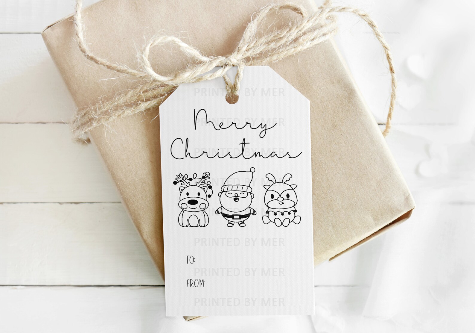 Printable Christmas Gift Tags Black & White Set of 8 | Simple Christmas ...