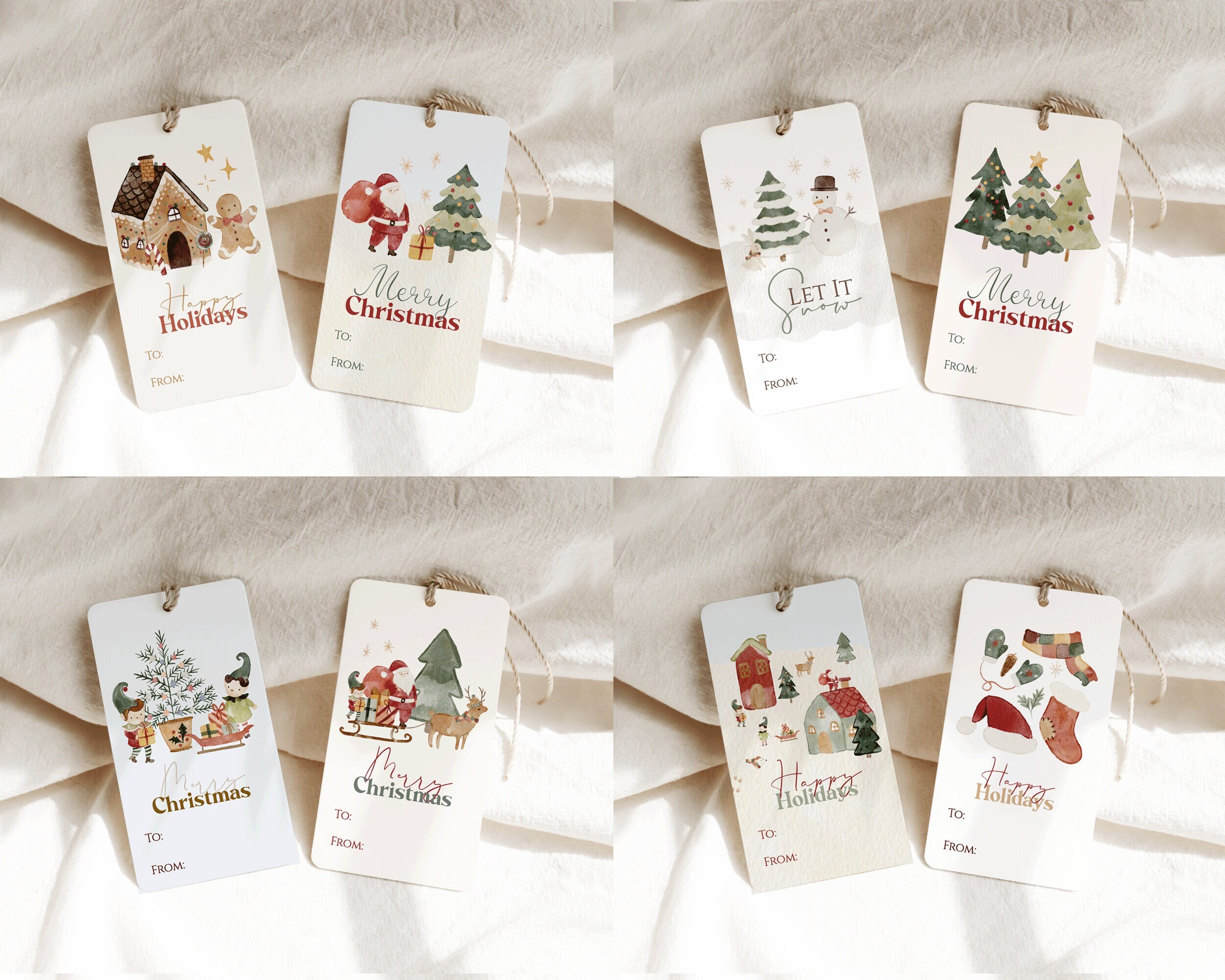 Printable Christmas Gift Tags Set of 8 | Christmas Tags | Cute ...