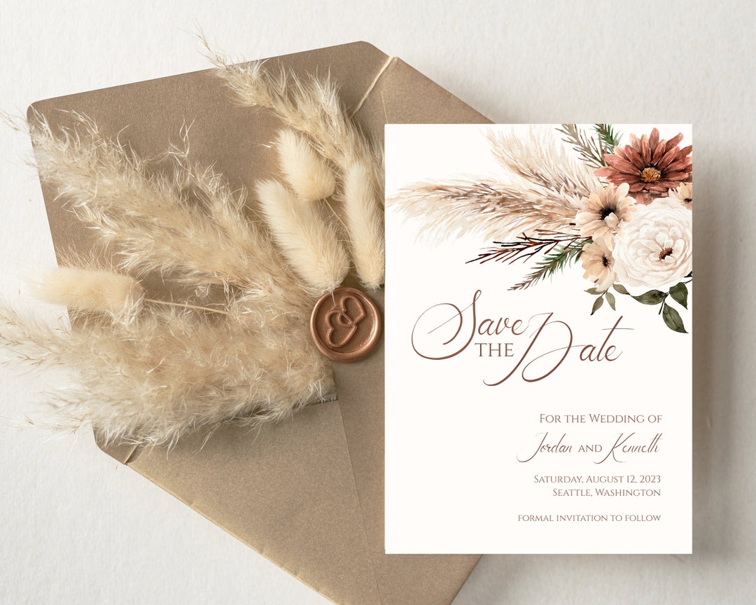 Boho Wedding Save the Date Template Terracotta Wedding Boho Wedding ...
