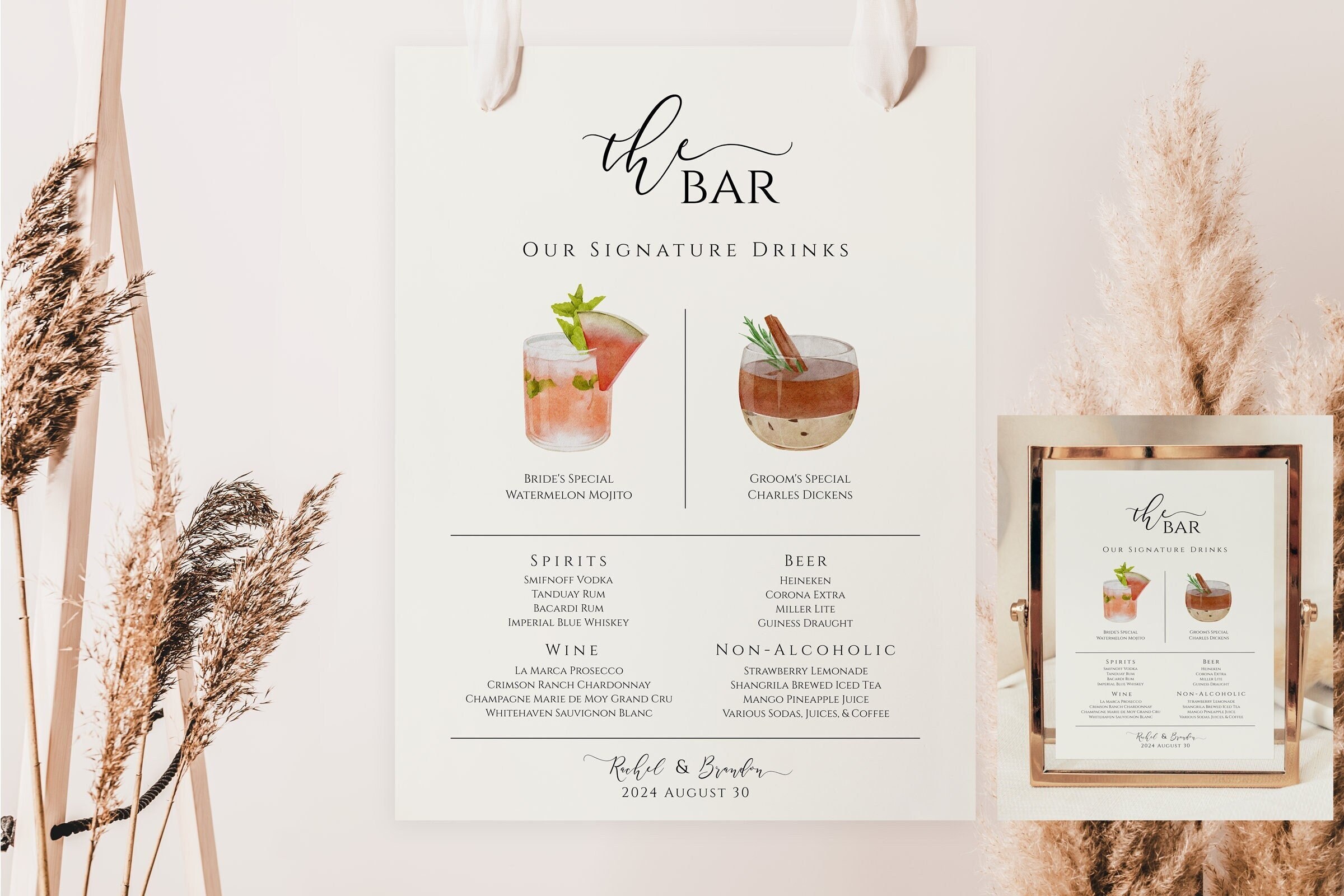 Bar Menu Template DIY Bar Menu Wedding Drink Menu Downloadable Template ...