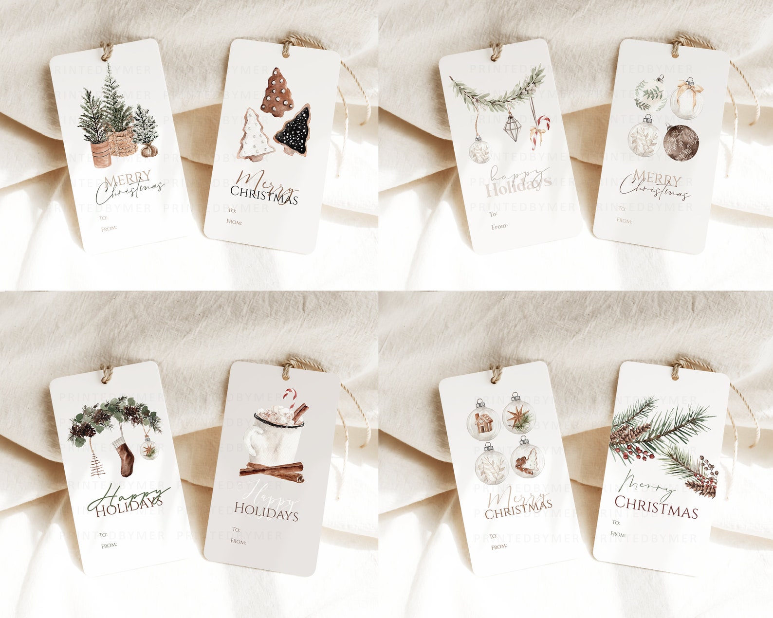 Printable Christmas Gift Tags Set of 8 Christmas Tags Boho - Etsy
