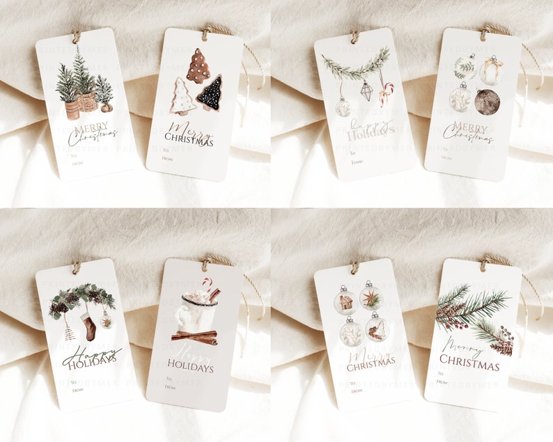 Printable Christmas Gift Tags Set of 8 Christmas Tags Boho - Etsy