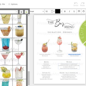 Bar Menu Template DIY - Bar Menu Wedding - Drink Menu - Downloadable ...
