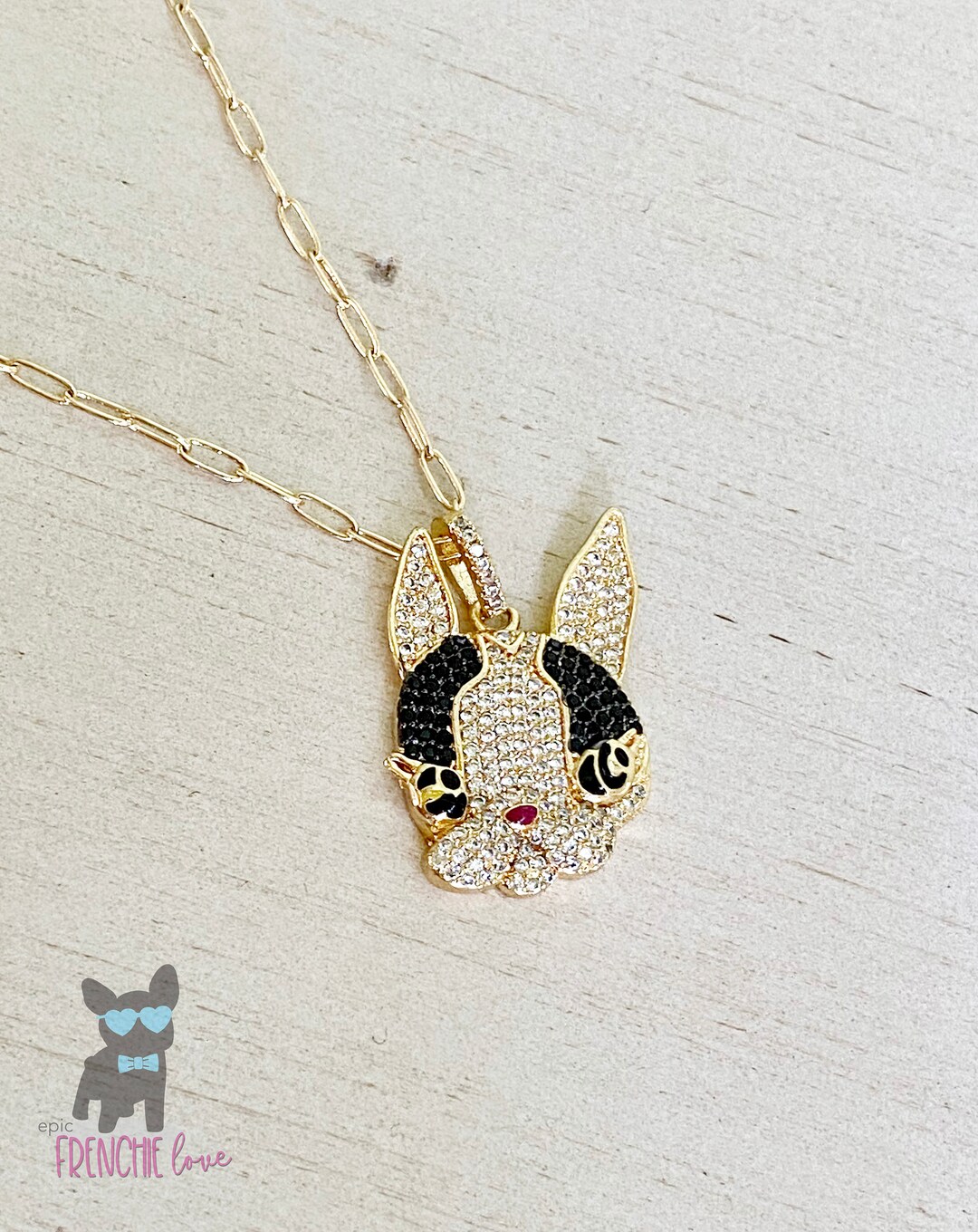 French Bulldog Pendant Necklace - Gold Necklace - Frenchie - French ...
