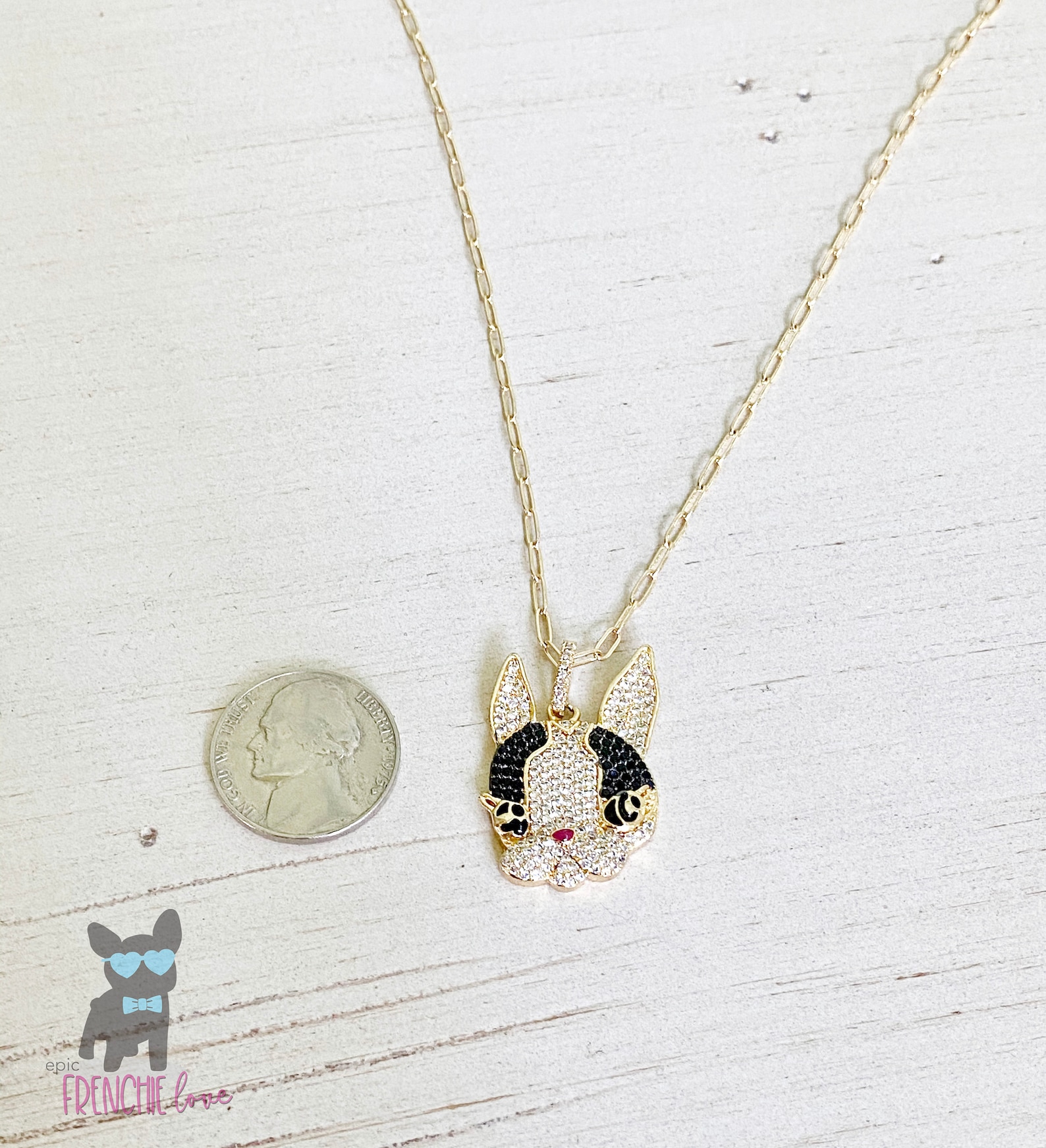 French Bulldog Pendant Necklace - Gold Necklace - Frenchie - French ...