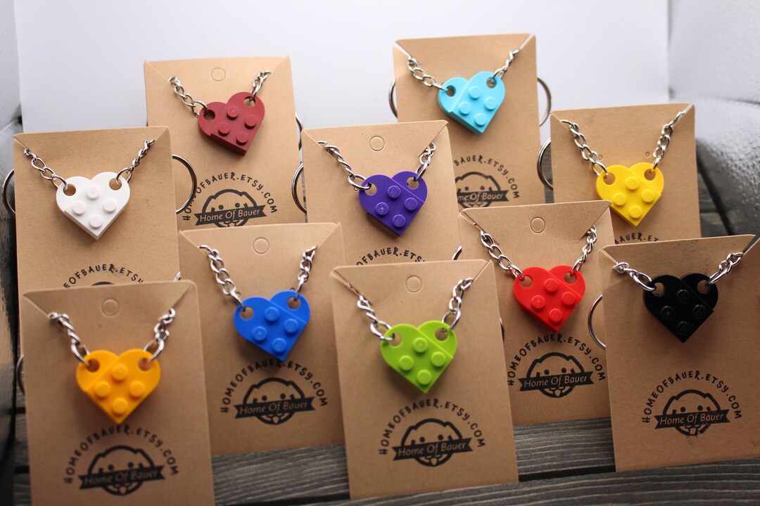 Heart Keychain - Matching Set for Couples, Friends Made From LEGO® - Etsy