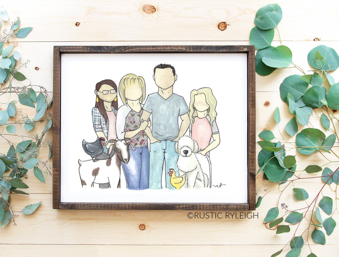 Pet Watercolor Family Pets Portrait Painting, Custom Physical Original ...