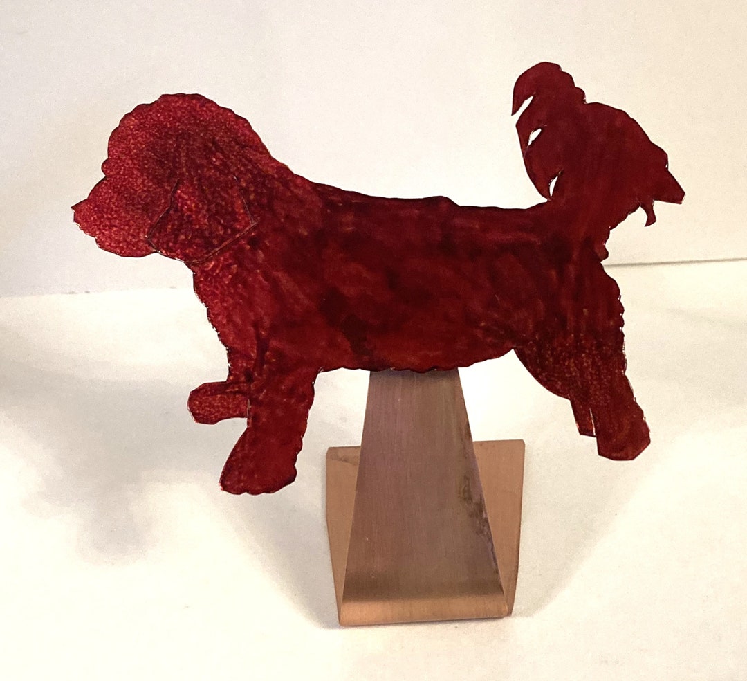 Red Miniature Poodle Dog Copper Table Sculpture, Table Decoration, Hand ...