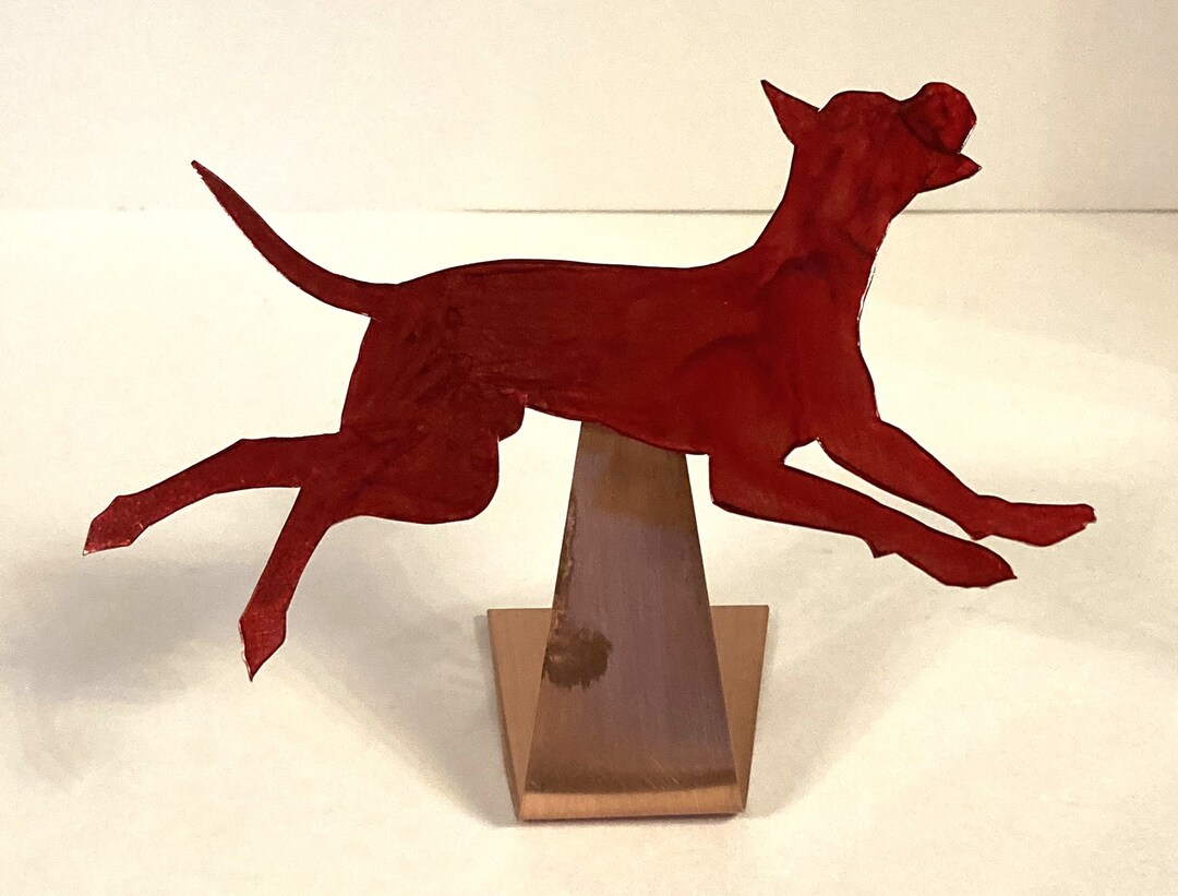 Great Dame Dog Jumping Copper Table Sculpture, Table Decoration, Hand ...