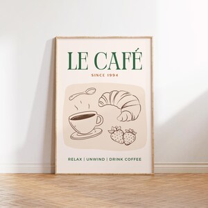 Le Cafe Print | Tea Coffee Breakfast Food | Slow Living | Hand Drawn ...