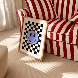 Smile Face 90s Print | Trendy Poster | Funky Wall Art | Bold Retro ...