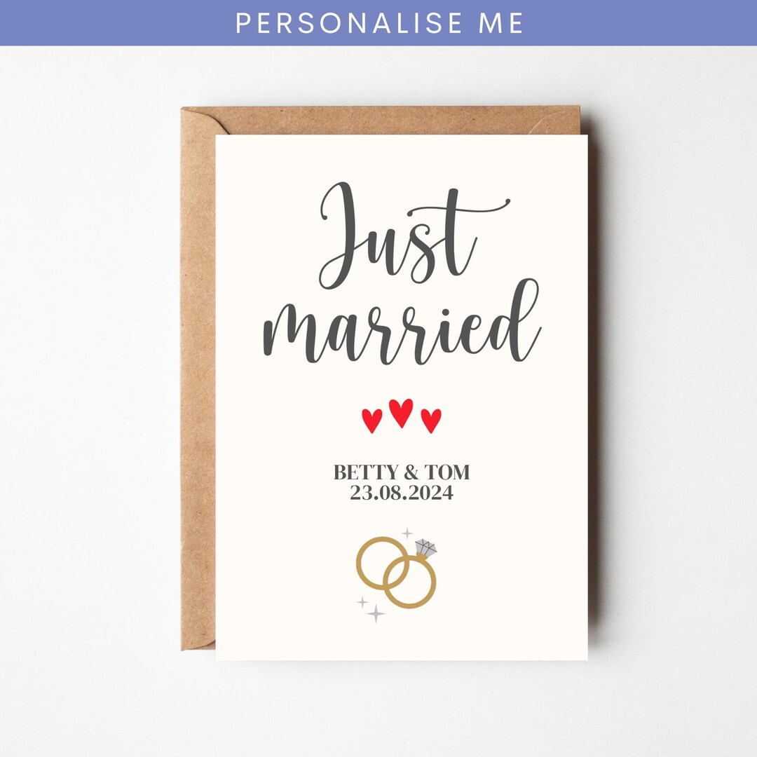 A6 PERSONALISED Just Married Card | Wedding Day Card | Mr & Mrs Card ...