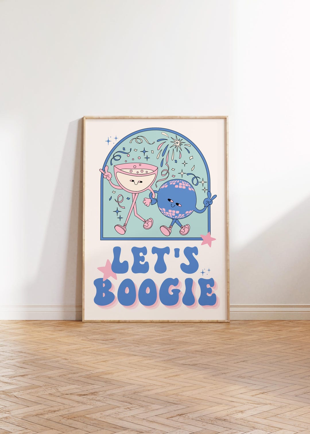 Lets Boogie Print | Bar Cart | Gallery Wall Art | Disco Ball Print ...