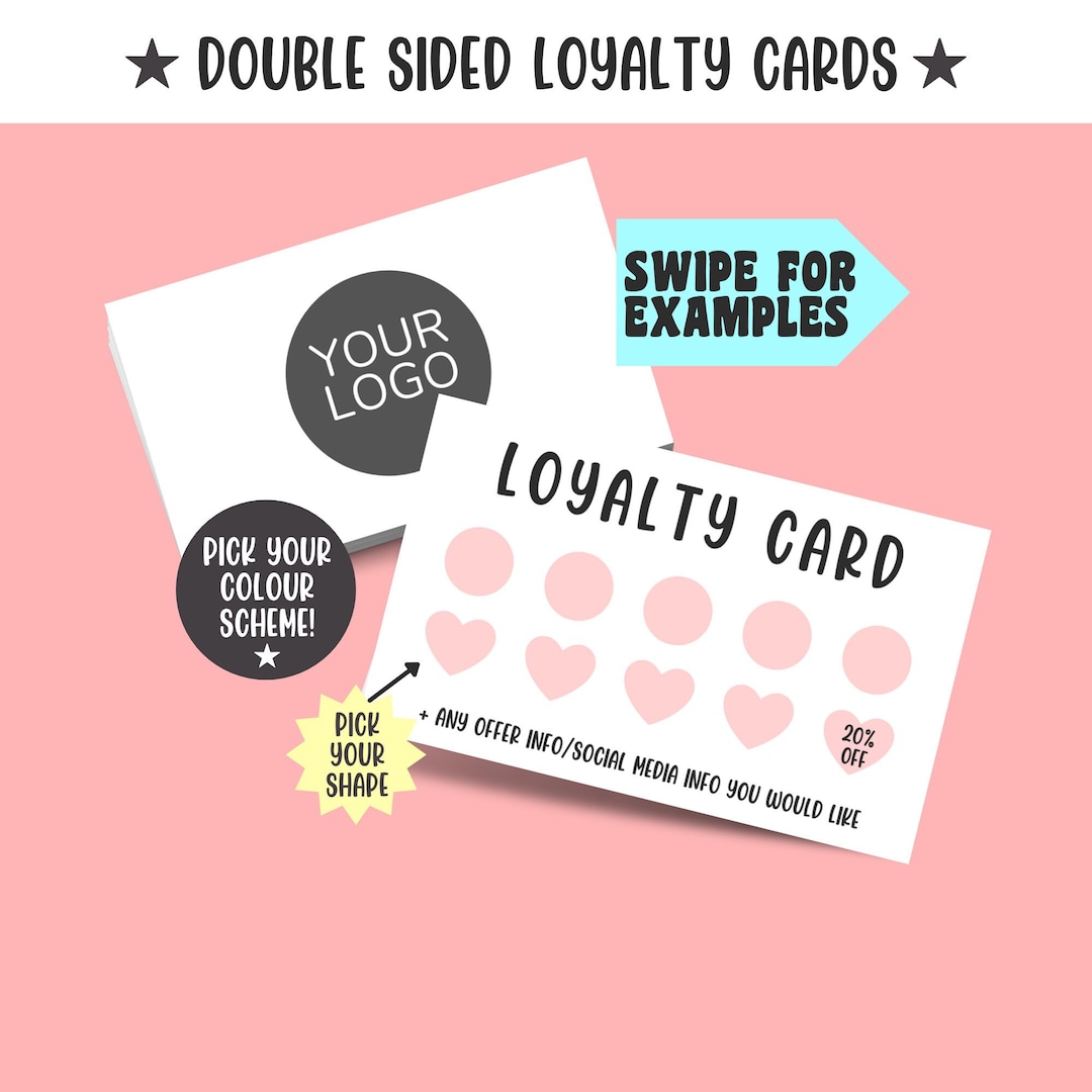 DOUBLE SIDED Loyalty Cards | Custom Printed | Reward Cards ...
