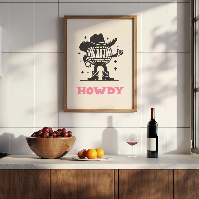 Disco Cowboy Print | Howdy Cowgirl | Western Poster | Lets Go Girls ...