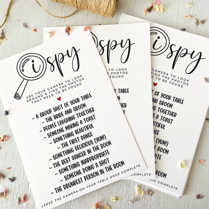 A5 I Spy Wedding Game Cards Eye Spy Camera Activity Kids - Etsy UK