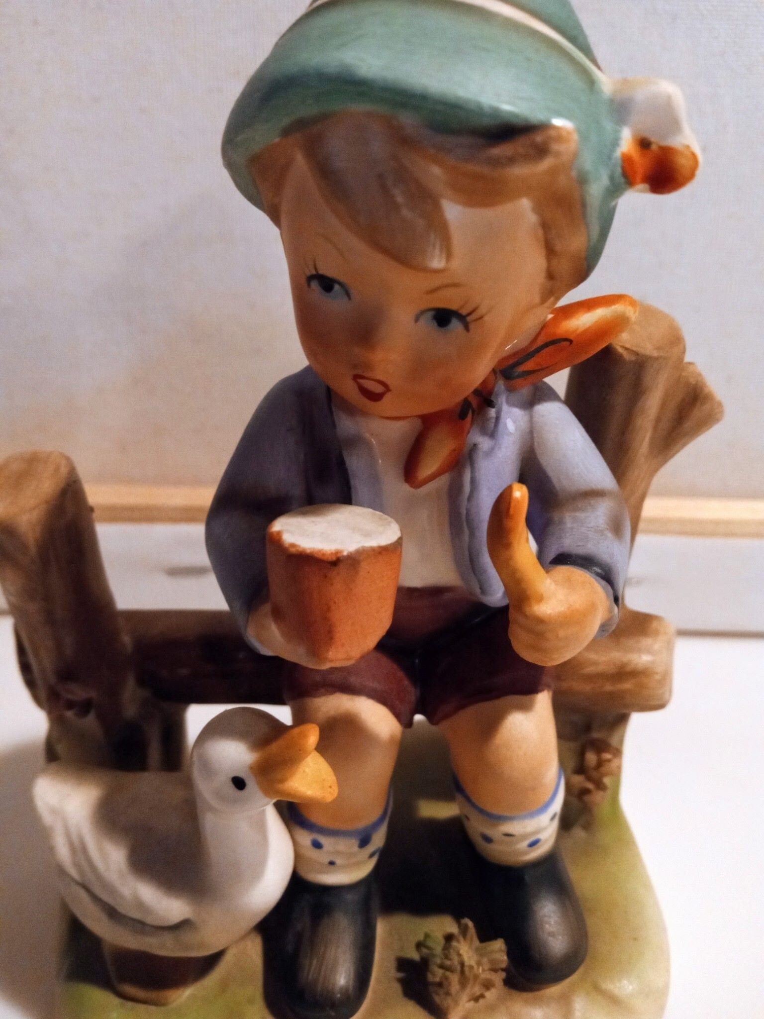 Vintage Erich Stauffer Japan #8394 "life on the Farm" Boy W Duck or ...