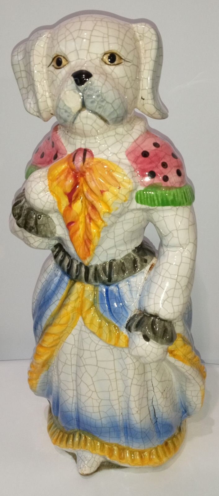 Antique Victorian Anthropomorphic Dog Lady Statue Figure Unmarked chip ...