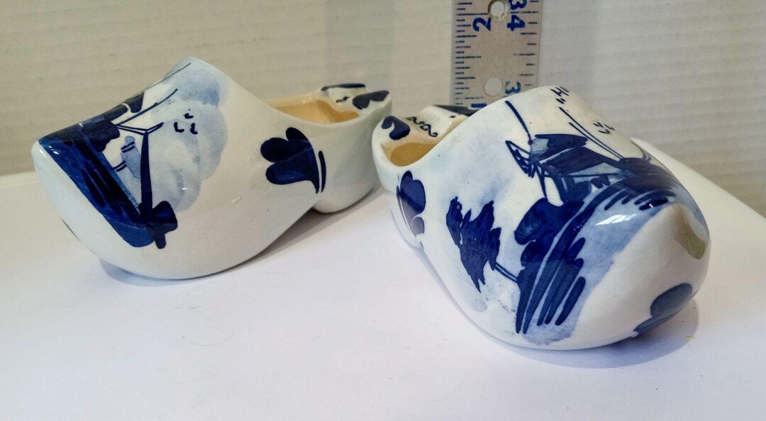 Vintage Blue White Delft Collectibles -set of 2 Clogs Shoes Holland ...