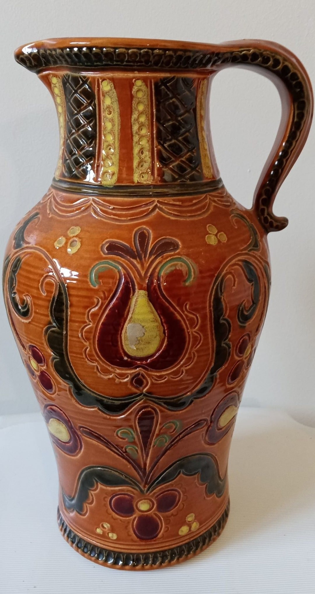 GK Gmundner Keramik Pottery Made in Austria 11" Pitcher / Jug Tulip ...