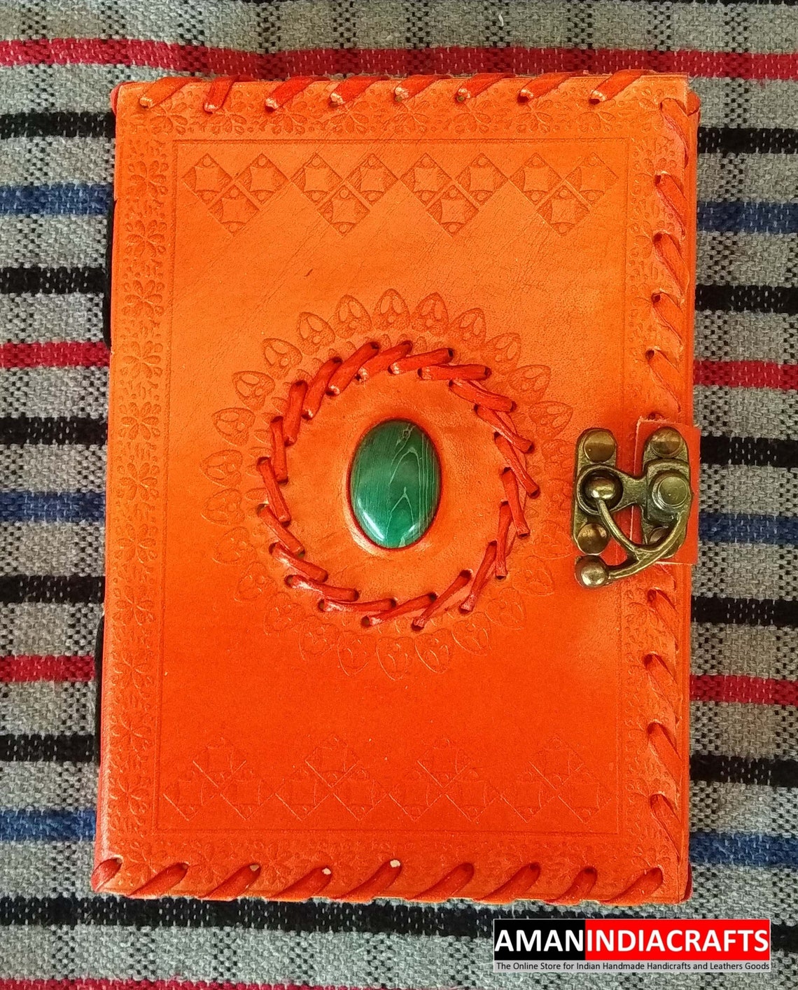 Embossed Leather Journal With Metal Closure Handmade Papers | Etsy