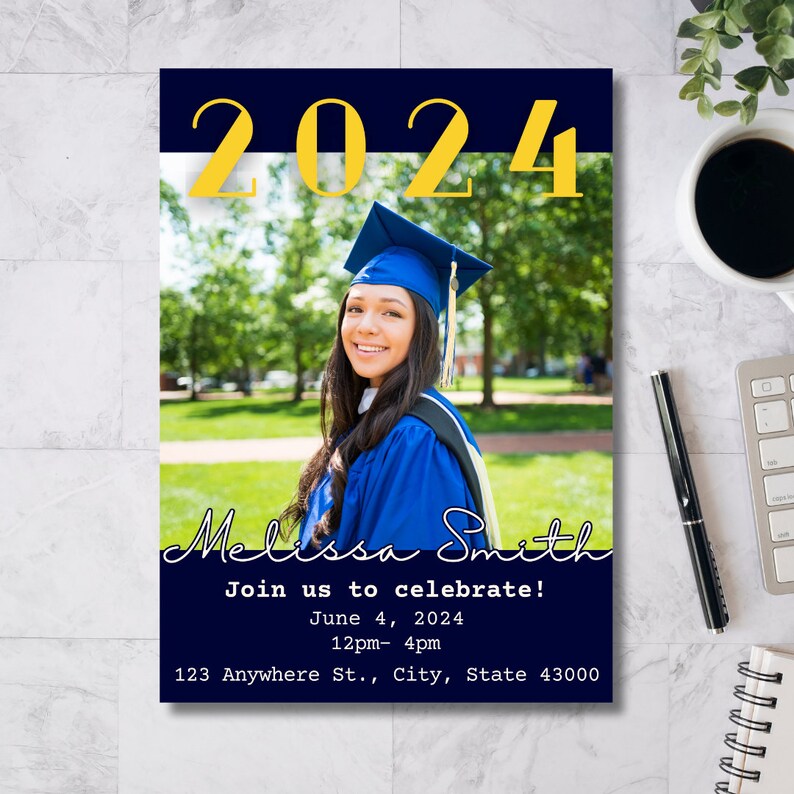 Class of 2024 Graduation Invitation, 1 Image, Fully Customizable ...