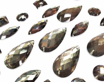 Black Acrylic Rhinestones Sew on Stones Different Shapes Gems | Etsy