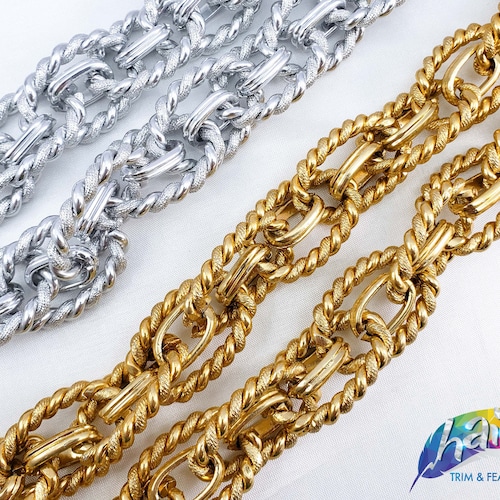 Braided Metallic Chain Trim Silver and Gold Chain Link - Etsy
