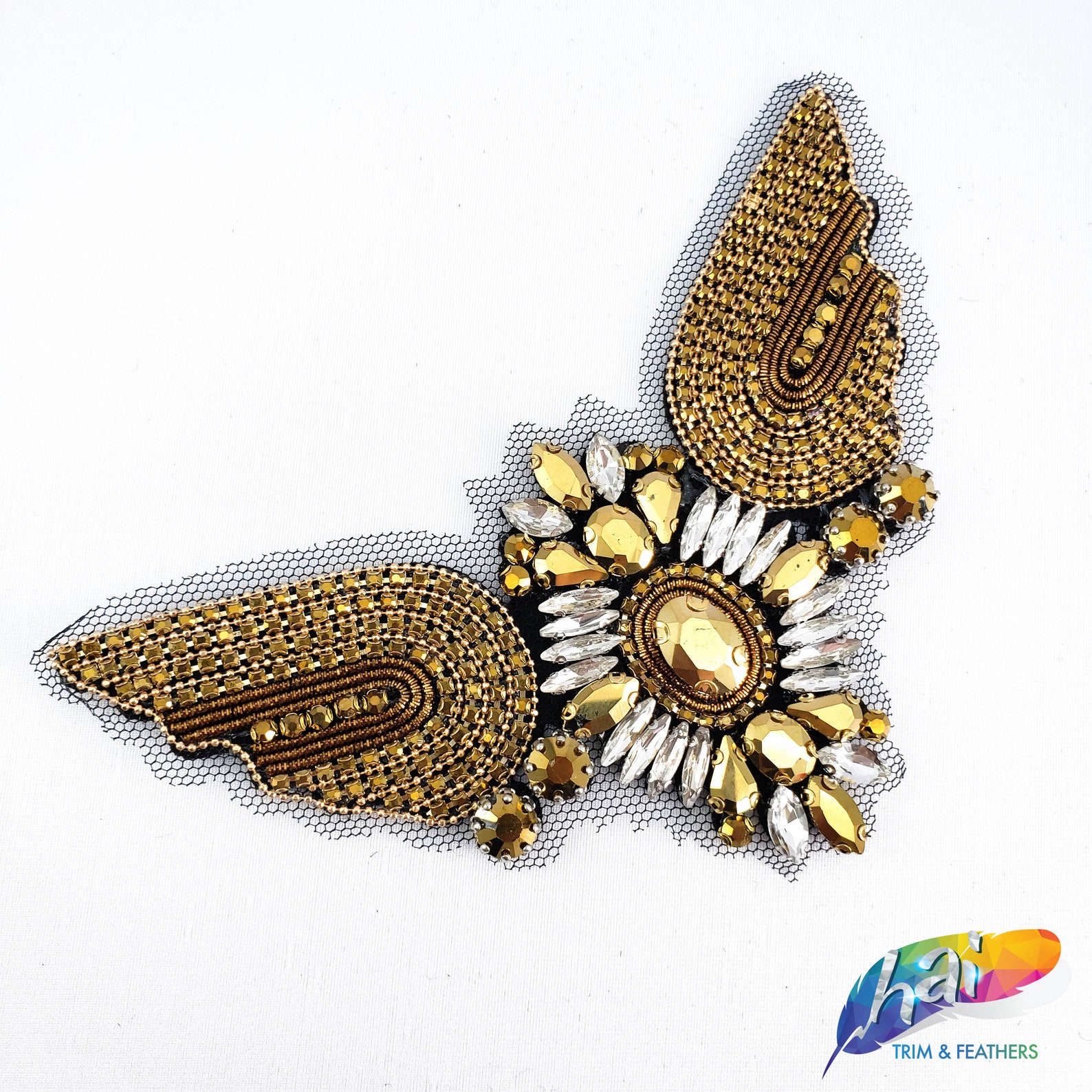 Rhinestone Applique on Felt Backing With Crystal Prong Setting, Fancy ...