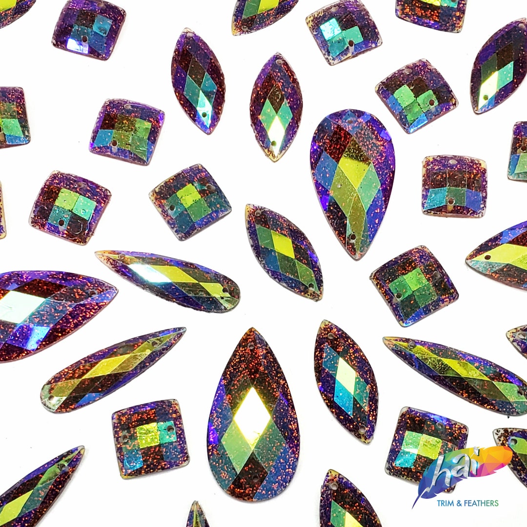 Loose Glitter Brown AB Resin Rhinestones Sew on Iridescent Different ...