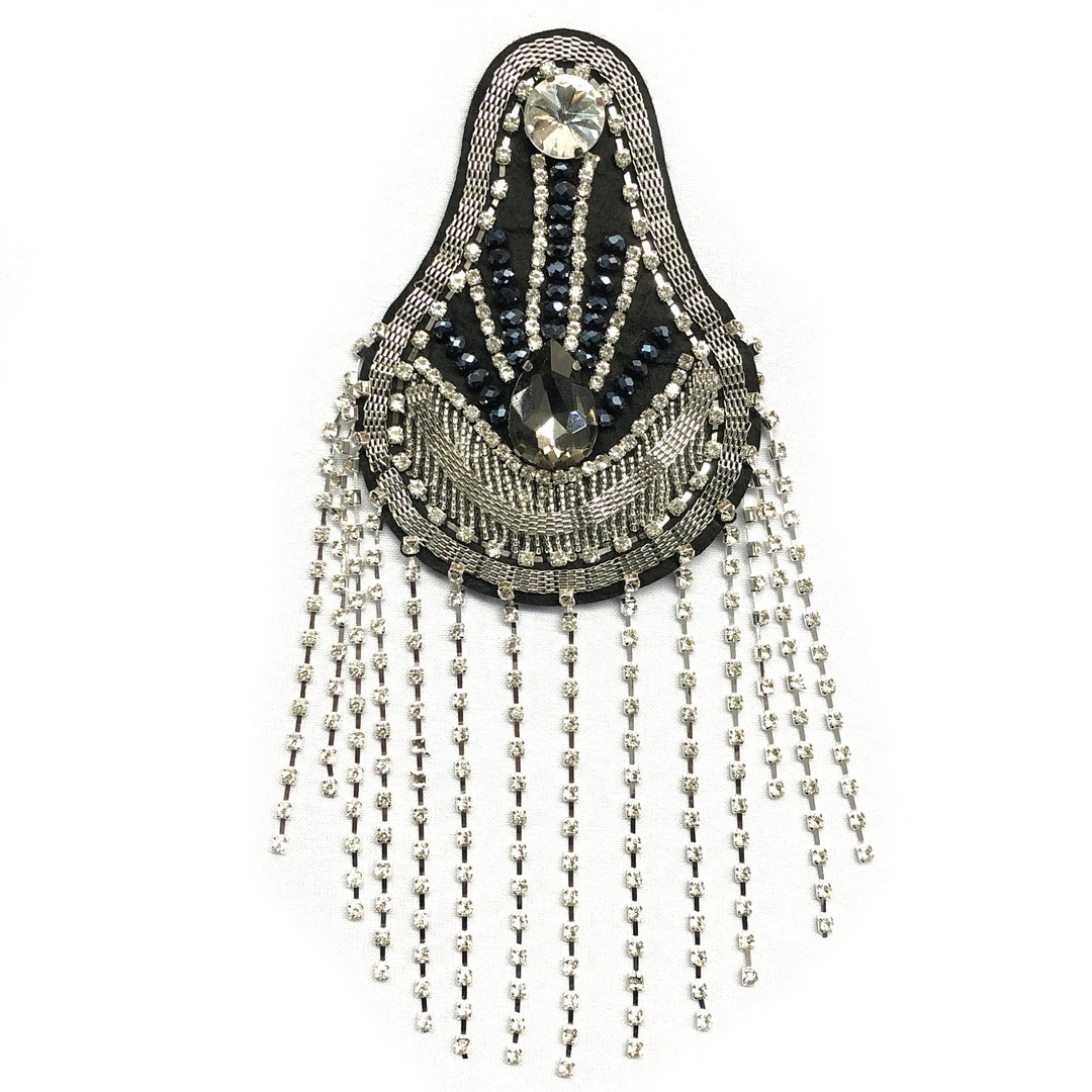 Sold PER PIECE! Silver Navy Beaded Epaulets, Fancy Shoulder Patches ...