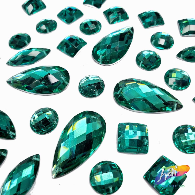 Loose Teal Resin Rhinestones Teal Green Sew on Stones - Etsy