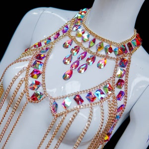 Gold Chain Dress, Rhinestone Chain Dress, Dancer Jewelry, Red Festival ...