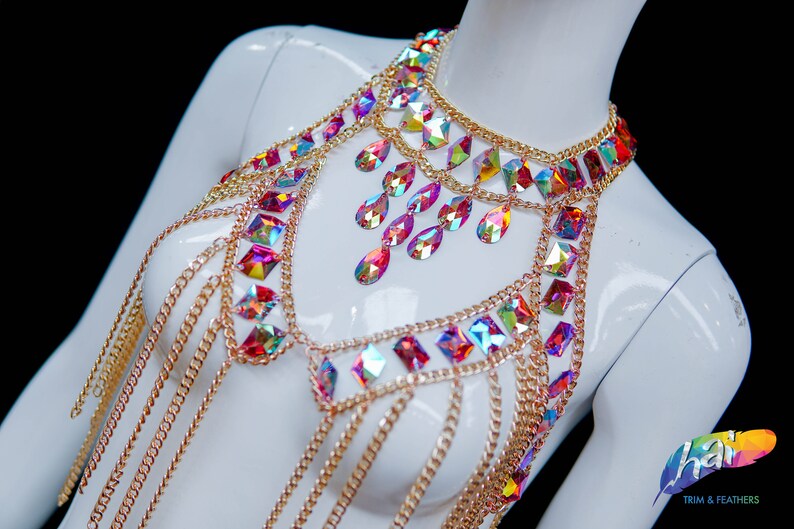 Gold Chain Dress Rhinestone Chain Dress Dancer Jewelry Red - Etsy