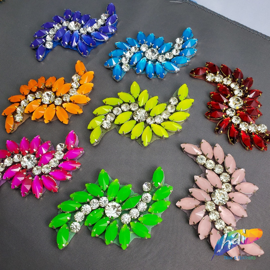 Fancy Rhinestone Wavy Applique, Wedding Formal Prom Dance Crystal Patch ...