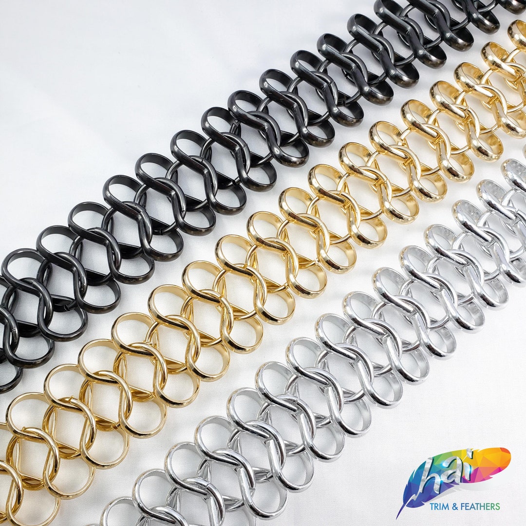 Silver Spiral Metallic Chain Trim, Braided Chain Link, Lightweight ...