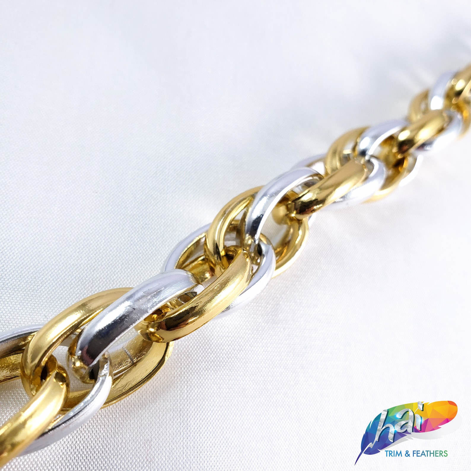 Braided Metallic Chain Trim Silver and Gold Chain Link - Etsy