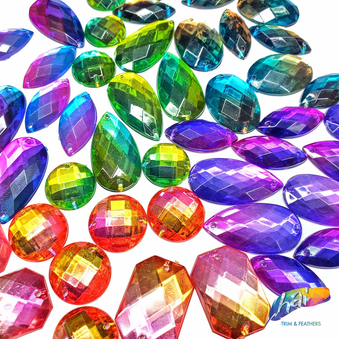 Ombre Resin Rhinestones Two Tone Sew On Different Shapes | Etsy