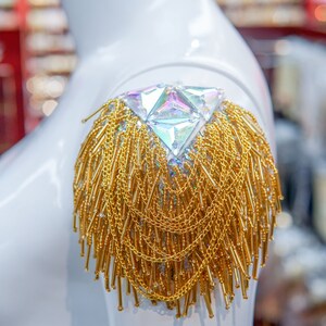 Sold PER PIECE! Black Gold Beaded Chain Stone Epaulets, Fancy Shoulder ...